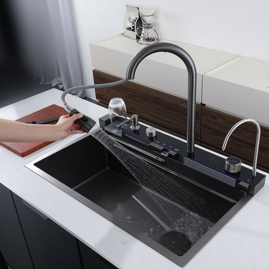 Davor Elegant Waterfall Kitchen Sink Faucet with Digital Temperature D