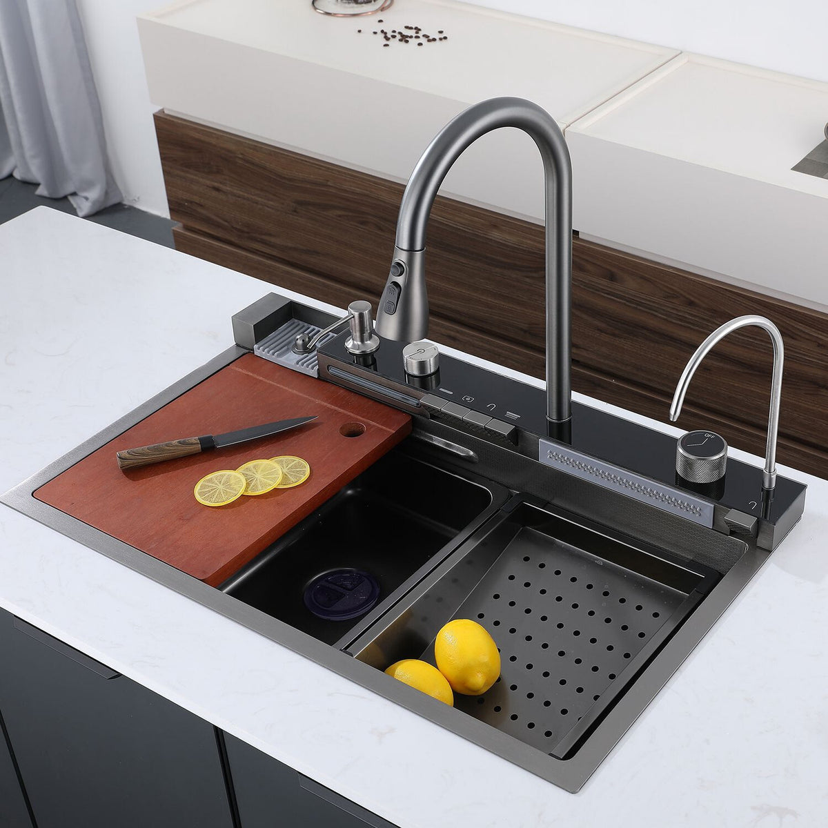Davor Elegant Waterfall Kitchen Sink Faucet with Digital Temperature D