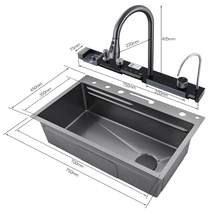 Davor Elegant Waterfall Kitchen Sink Faucet with Digital Temperature D
